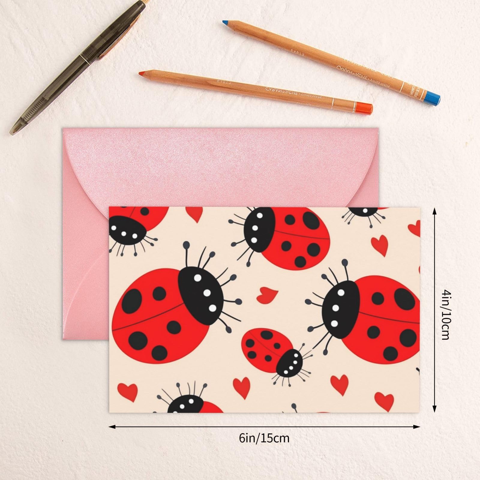 RLDOBOFE Birthday Cards With Envelopes Ladybug Wedding Cards Sympathy Cards Thinking Of You Cards Note Thank You Cards Blank Inside All Occasions Greeting Cards