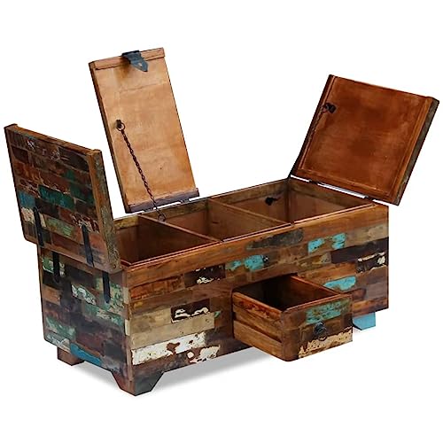 QJBSAVVA Coffee Table Box Chest Solid Reclaimed Wood 31.5"x15.7"x13.8",Living Room Furniture Side Tables Narrow Bedside Tables Suitable for Meeting Rooms, Reception Rooms, Offices