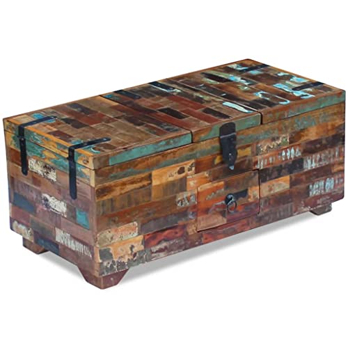 QJBSAVVA Coffee Table Box Chest Solid Reclaimed Wood 31.5"x15.7"x13.8",Living Room Furniture Side Tables Narrow Bedside Tables Suitable for Meeting Rooms, Reception Rooms, Offices