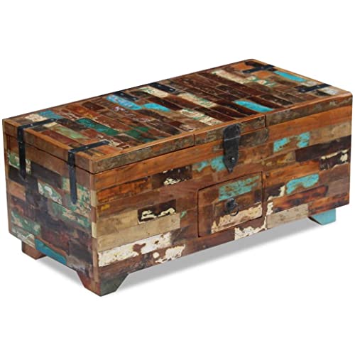 QJBSAVVA Coffee Table Box Chest Solid Reclaimed Wood 31.5"x15.7"x13.8",Living Room Furniture Side Tables Narrow Bedside Tables Suitable for Meeting Rooms, Reception Rooms, Offices