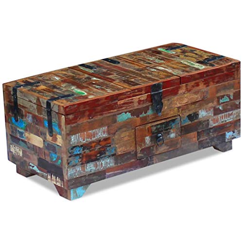 QJBSAVVA Coffee Table Box Chest Solid Reclaimed Wood 31.5"x15.7"x13.8",Living Room Furniture Side Tables Narrow Bedside Tables Suitable for Meeting Rooms, Reception Rooms, Offices