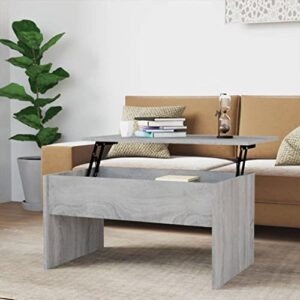 qjbsavva coffee table gray sonoma 31.5"x19.9"x16.3" engineered wood,nightstand industrial tables side tables sofa table suitable for meeting rooms, reception rooms, offices