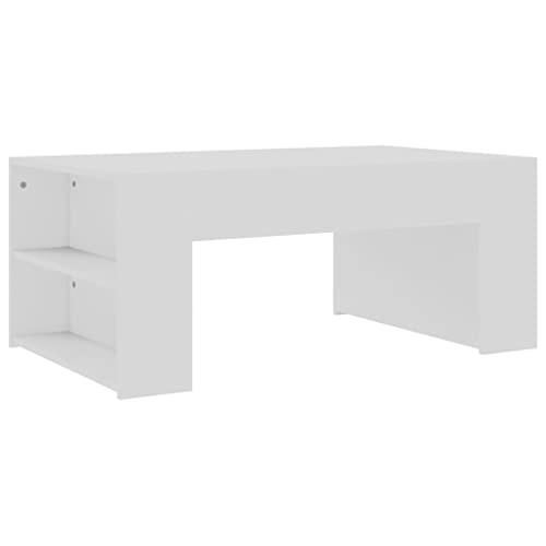 QJBSAVVA Coffee Table White 39.4"x23.6"x16.5" Engineered Wood,Center Table Low Table Folding Table Entrance Table Suitable for Meeting Rooms, Reception Rooms, Offices