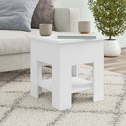 QJBSAVVA Coffee Table White 15.7"x15.7"x16.5" Engineered Wood,Floor Standing Table Table for Living Room Cocktail Table Suitable for Meeting Rooms, Reception Rooms, Offices