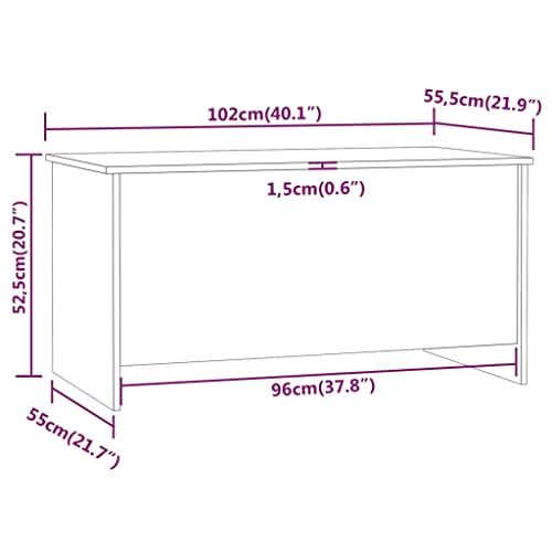 QJBSAVVA Coffee Table Smoked Oak 40.2"x21.9"x20.7" Engineered Wood,Nightstand Industrial Tables Side Tables Sofa Table Suitable for Meeting Rooms, Reception Rooms, Offices