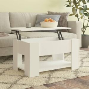 qjbsavva coffee table white 31.1"x19.3"x16.1" engineered wood,nightstand industrial tables side tables sofa table suitable for meeting rooms, reception rooms, offices