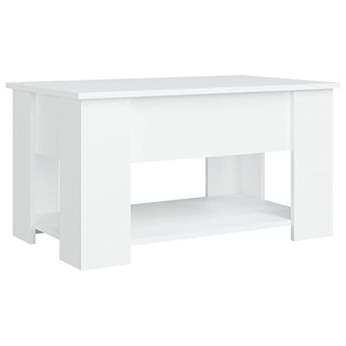 QJBSAVVA Coffee Table White 31.1"x19.3"x16.1" Engineered Wood,Nightstand Industrial Tables Side Tables Sofa Table Suitable for Meeting Rooms, Reception Rooms, Offices