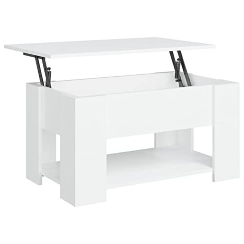 QJBSAVVA Coffee Table White 31.1"x19.3"x16.1" Engineered Wood,Nightstand Industrial Tables Side Tables Sofa Table Suitable for Meeting Rooms, Reception Rooms, Offices