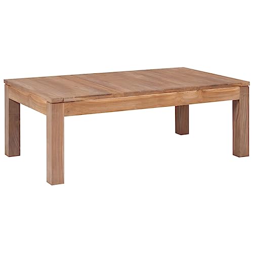 QJBSAVVA Coffee Table Solid Teak Wood with Natural Finish 43.3"x23.6"x15.7",Wood Center Table Low Table TV Stand Sofa Table Suitable for Meeting Rooms, Reception Rooms, Offices