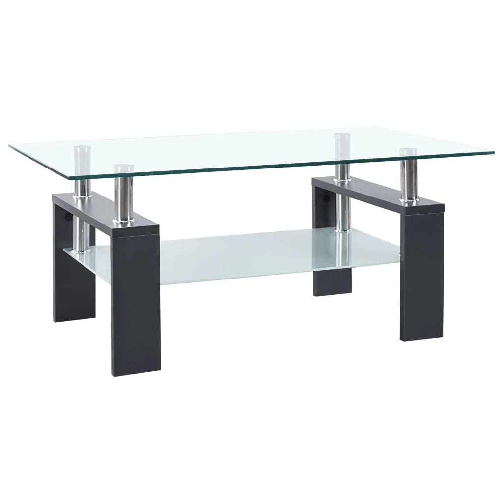 QJBSAVVA Coffee Table Gray and Transparent 37.4"x21.7"x15.7" Tempered Glass,Bedside Tables Side Tables End Tables Entrance Tables Suitable for Meeting Rooms, Reception Rooms, Offices