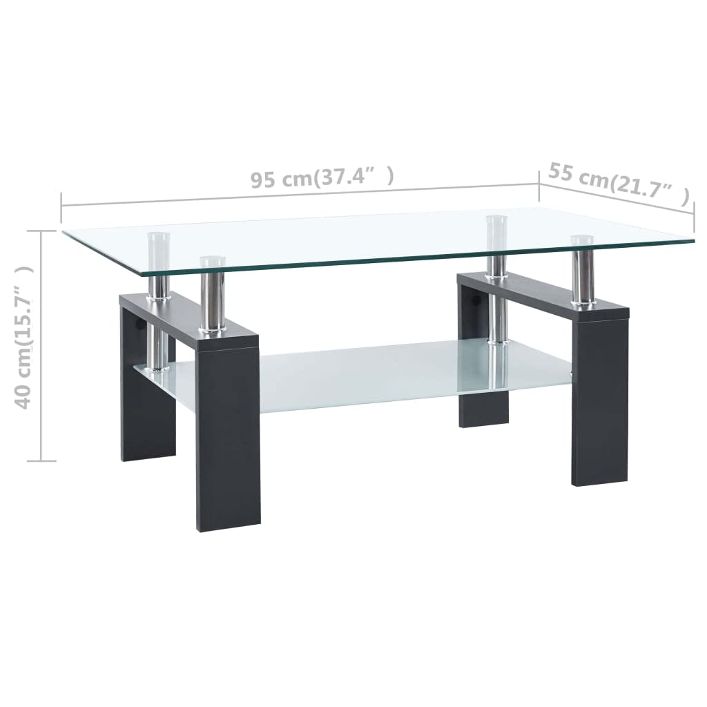 QJBSAVVA Coffee Table Gray and Transparent 37.4"x21.7"x15.7" Tempered Glass,Bedside Tables Side Tables End Tables Entrance Tables Suitable for Meeting Rooms, Reception Rooms, Offices