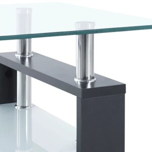 QJBSAVVA Coffee Table Gray and Transparent 37.4"x21.7"x15.7" Tempered Glass,Bedside Tables Side Tables End Tables Entrance Tables Suitable for Meeting Rooms, Reception Rooms, Offices