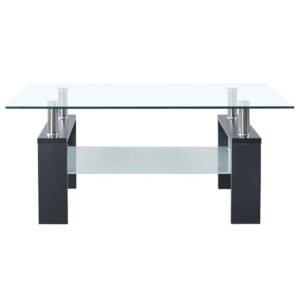 QJBSAVVA Coffee Table Gray and Transparent 37.4"x21.7"x15.7" Tempered Glass,Bedside Tables Side Tables End Tables Entrance Tables Suitable for Meeting Rooms, Reception Rooms, Offices