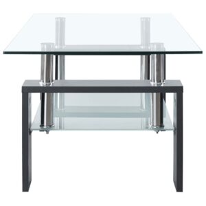 QJBSAVVA Coffee Table Gray and Transparent 37.4"x21.7"x15.7" Tempered Glass,Bedside Tables Side Tables End Tables Entrance Tables Suitable for Meeting Rooms, Reception Rooms, Offices