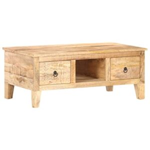 qjbsavva coffee table 39.4"x21.7"x15.7" rough mango wood,center table low table folding table entrance table suitable for meeting rooms, reception rooms, offices