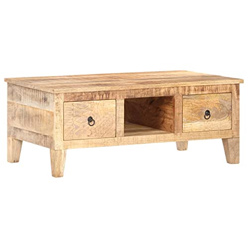 QJBSAVVA Coffee Table 39.4"x21.7"x15.7" Rough Mango Wood,Center Table Low Table Folding Table Entrance Table Suitable for Meeting Rooms, Reception Rooms, Offices