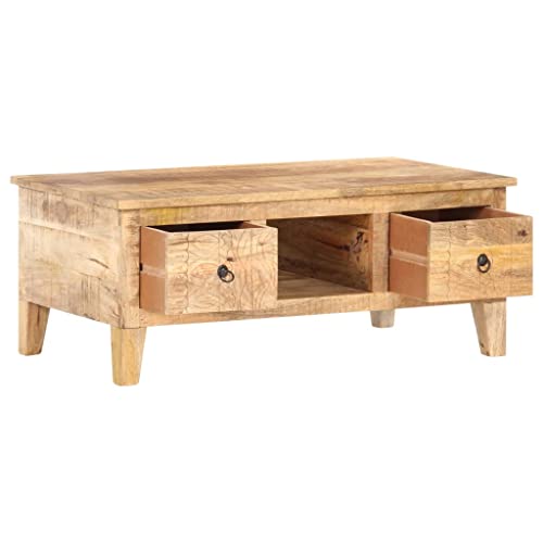 QJBSAVVA Coffee Table 39.4"x21.7"x15.7" Rough Mango Wood,Center Table Low Table Folding Table Entrance Table Suitable for Meeting Rooms, Reception Rooms, Offices