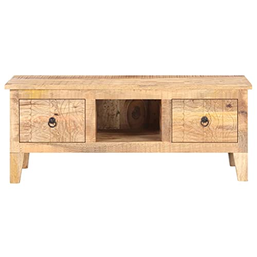 QJBSAVVA Coffee Table 39.4"x21.7"x15.7" Rough Mango Wood,Center Table Low Table Folding Table Entrance Table Suitable for Meeting Rooms, Reception Rooms, Offices