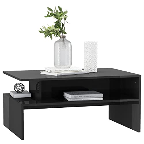 QJBSAVVA Coffee Table High Gloss Gray 35.4"x23.6"x16.7" Engineered Wood,Entrance Table Tray Tables Center Table Low Table Suitable for Meeting Rooms, Reception Rooms, Offices