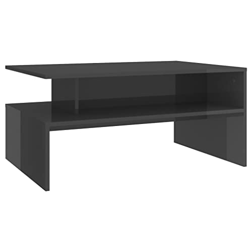 QJBSAVVA Coffee Table High Gloss Gray 35.4"x23.6"x16.7" Engineered Wood,Entrance Table Tray Tables Center Table Low Table Suitable for Meeting Rooms, Reception Rooms, Offices