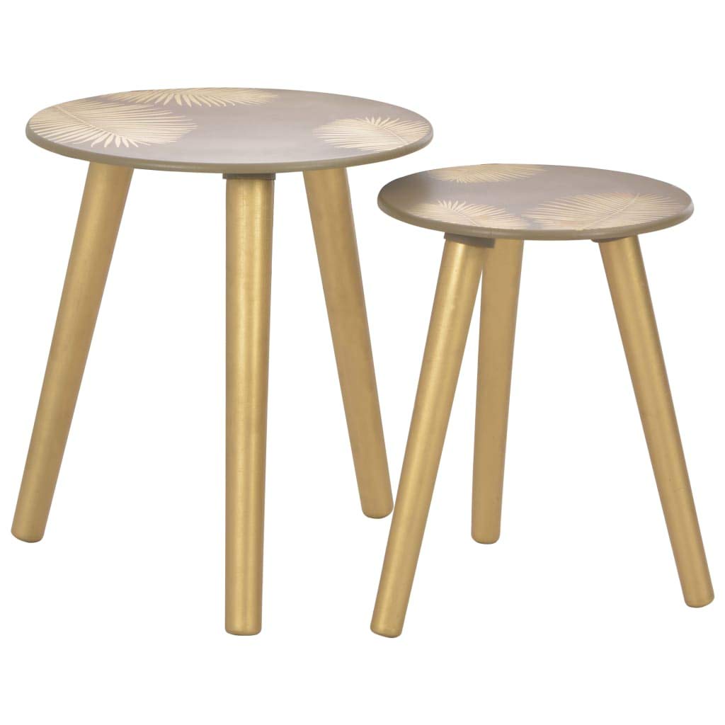 QJBSAVVA Nesting Side Tables 2 pcs Gold 15.7"x17.7" /11.8"x15.7" MDF,Entrance Table Tray Tables Center Table Low Table Suitable for Meeting Rooms, Reception Rooms, Offices