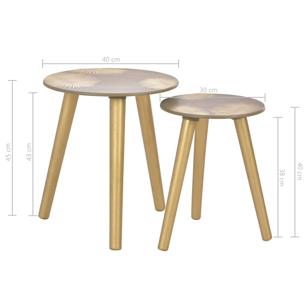 QJBSAVVA Nesting Side Tables 2 pcs Gold 15.7"x17.7" /11.8"x15.7" MDF,Entrance Table Tray Tables Center Table Low Table Suitable for Meeting Rooms, Reception Rooms, Offices