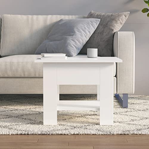 QJBSAVVA Coffee Table High Gloss White 21.7"x21.7"x16.5" Engineered Wood,Floor Standing Table Table for Living Room Cocktail Table Suitable for Meeting Rooms, Reception Rooms, Offices