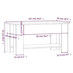 QJBSAVVA Coffee Table Gray Sonoma 39.8"x19.3"x20.5" Engineered Wood,Nightstand Industrial Tables Side Tables Sofa Table Suitable for Meeting Rooms, Reception Rooms, Offices