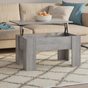 QJBSAVVA Coffee Table Gray Sonoma 31.1"x19.3"x16.1" Engineered Wood,Nightstand Industrial Tables Side Tables Sofa Table Suitable for Meeting Rooms, Reception Rooms, Offices