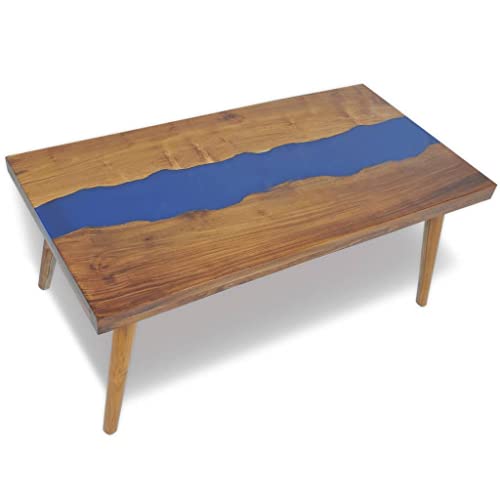 QJBSAVVA Coffee Table Teak Resin 39.4"x19.7"x15.7",Industrial Tables Floor Standing Table Cocktail Table Suitable for Meeting Rooms, Reception Rooms, Offices