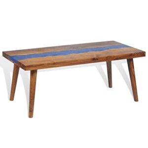 QJBSAVVA Coffee Table Teak Resin 39.4"x19.7"x15.7",Industrial Tables Floor Standing Table Cocktail Table Suitable for Meeting Rooms, Reception Rooms, Offices