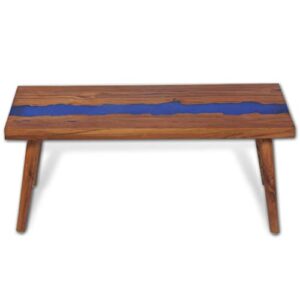 QJBSAVVA Coffee Table Teak Resin 39.4"x19.7"x15.7",Industrial Tables Floor Standing Table Cocktail Table Suitable for Meeting Rooms, Reception Rooms, Offices