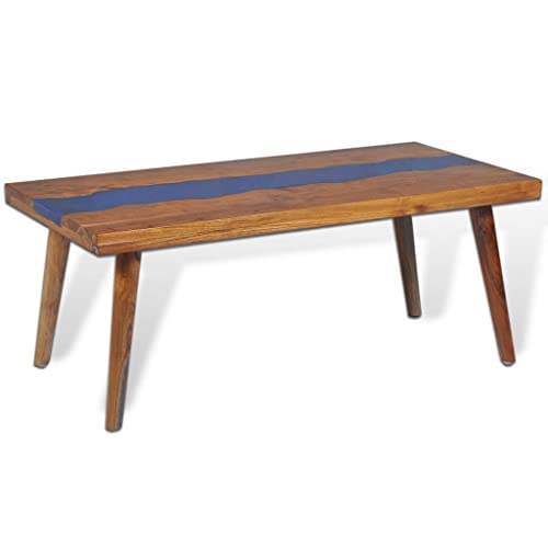 QJBSAVVA Coffee Table Teak Resin 39.4"x19.7"x15.7",Industrial Tables Floor Standing Table Cocktail Table Suitable for Meeting Rooms, Reception Rooms, Offices