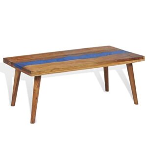 QJBSAVVA Coffee Table Teak Resin 39.4"x19.7"x15.7",Industrial Tables Floor Standing Table Cocktail Table Suitable for Meeting Rooms, Reception Rooms, Offices