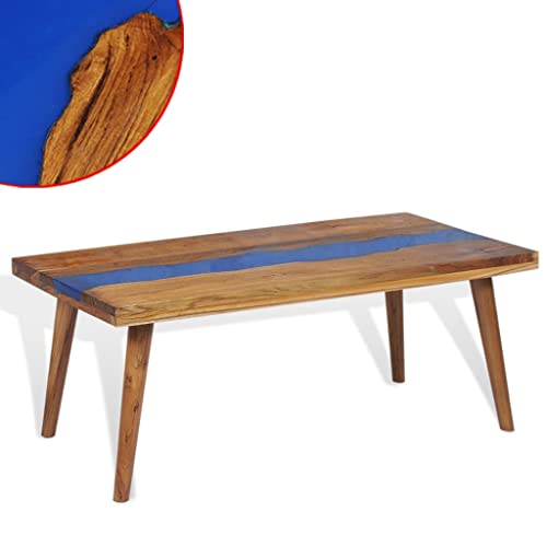 QJBSAVVA Coffee Table Teak Resin 39.4"x19.7"x15.7",Industrial Tables Floor Standing Table Cocktail Table Suitable for Meeting Rooms, Reception Rooms, Offices