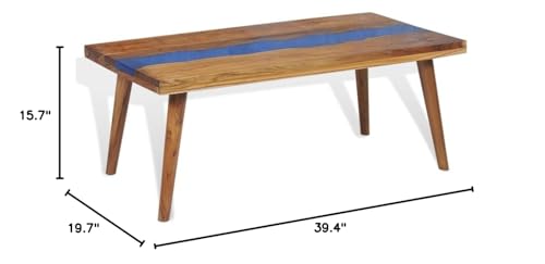 QJBSAVVA Coffee Table Teak Resin 39.4"x19.7"x15.7",Industrial Tables Floor Standing Table Cocktail Table Suitable for Meeting Rooms, Reception Rooms, Offices