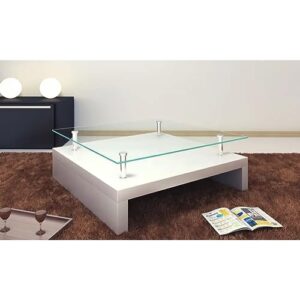 qjbsavva coffee table with glass top white,entrance table tray tables center table low table suitable for meeting rooms, reception rooms, offices