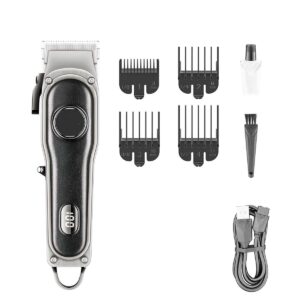 harue hair clippers for men, hair clipper adjustable hair trimmer professional hair cutting machine barber cordless haircut metal clipper for men (color : black with box)