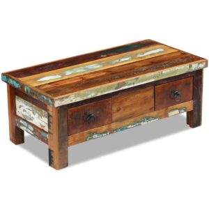 qjbsavva coffee table drawers solid reclaimed wood 35.4"x17.7"x13.8",industrial tables floor standing table cocktail table suitable for meeting rooms, reception rooms, offices