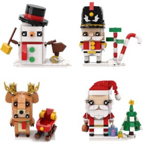 607 pcs christmas building toys compatible with lego, 4in1 christmas decor toys featuring christmas santa, snowman, reindeer, nutcracker building blocks sets, xmas gifts for kids boys girls adults