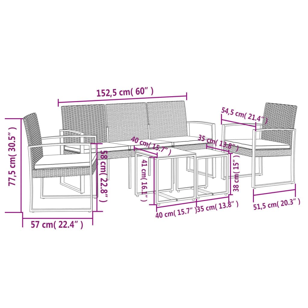 Makastle 5-Piece Patio Bistro Set with Coffee Table & Wicker Armrests, Small Patio Conversation Set, All Weather PE Rattan Chairs Backyard Garden Furniture