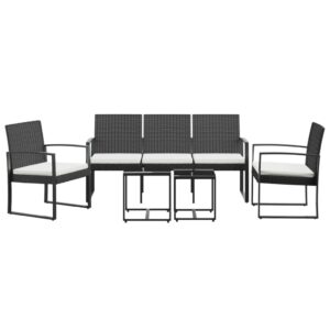 Makastle 5-Piece Patio Bistro Set with Coffee Table & Wicker Armrests, Small Patio Conversation Set, All Weather PE Rattan Chairs Backyard Garden Furniture