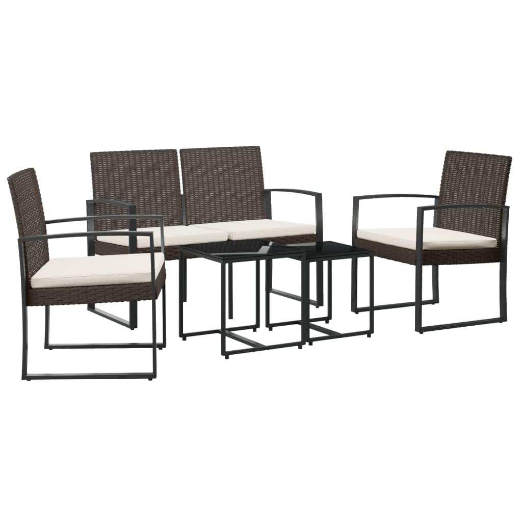 Makastle 5-Piece Patio Bistro Set with Coffee Table & Wicker Armrests, Small Patio Conversation Set, All Weather PE Rattan Chairs Backyard Garden Furniture