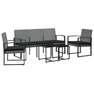 makastle 5-piece patio bistro set with coffee table & wicker armrests, small patio conversation set, all weather pe rattan chairs backyard garden furniture