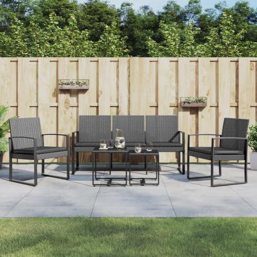 Makastle 5-Piece Patio Bistro Set with Coffee Table & Wicker Armrests, Small Patio Conversation Set, All Weather PE Rattan Chairs Backyard Garden Furniture