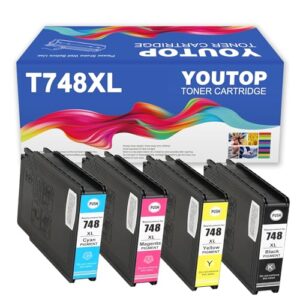 youtop t748 t748xl 748 ink cartridges remanufactured replacement for epson t748 t748xl 748xl ink cartridge use on wf-6090 wf-6530 wf-6590 wf-8090 wf-8590 printer