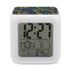 colorful lizards geckos alarm clock 7 colors digital clock cute bedside clock for home office decor