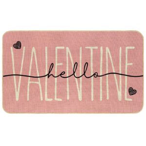 anydesign valentine's day welcome doormat pink hello valentine front door mat non-slip door rugs indoor outdoor carpet floor mat for home office yard garden decor, 17 x 29 inch