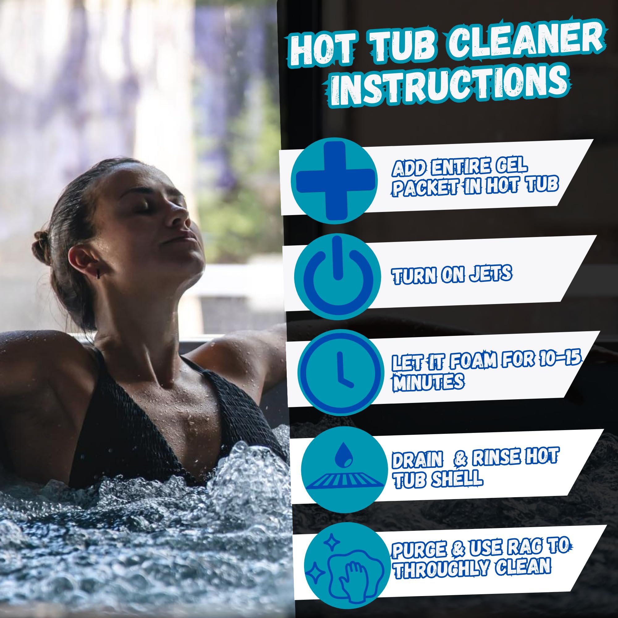 Ahh-Some - Hot Tub Cleaner & Purge Packet | Clean Pipes, Jet Line & Jets Gunk Build Up | Clear & Soften Water for Hot Tub, Jetted Tub, Swim Spa | Top Clarifier Up To 450 Gallons Of Water (Pack of 4)