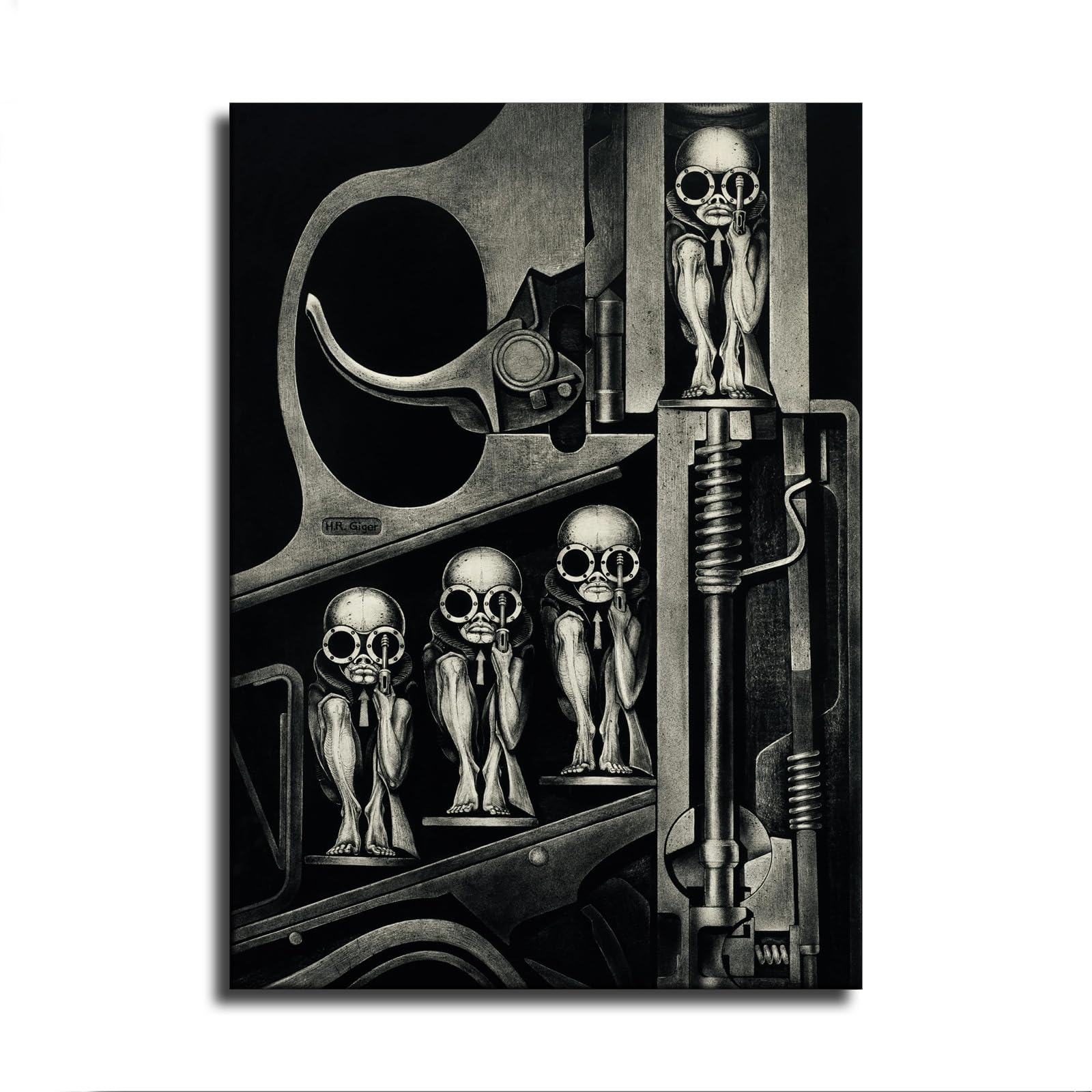 GuriDo Birth Machine by HR Giger Dark Abstract Poster Canvas Art Print Painting Wall Decoration Picture Modern Decorative Aesthetic Bedroom Decoration Poster (08x12inch,Framed)